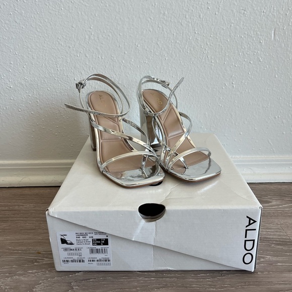 Aldo | Shoes | New Aldo 75w Block Heel Silver | Poshmark